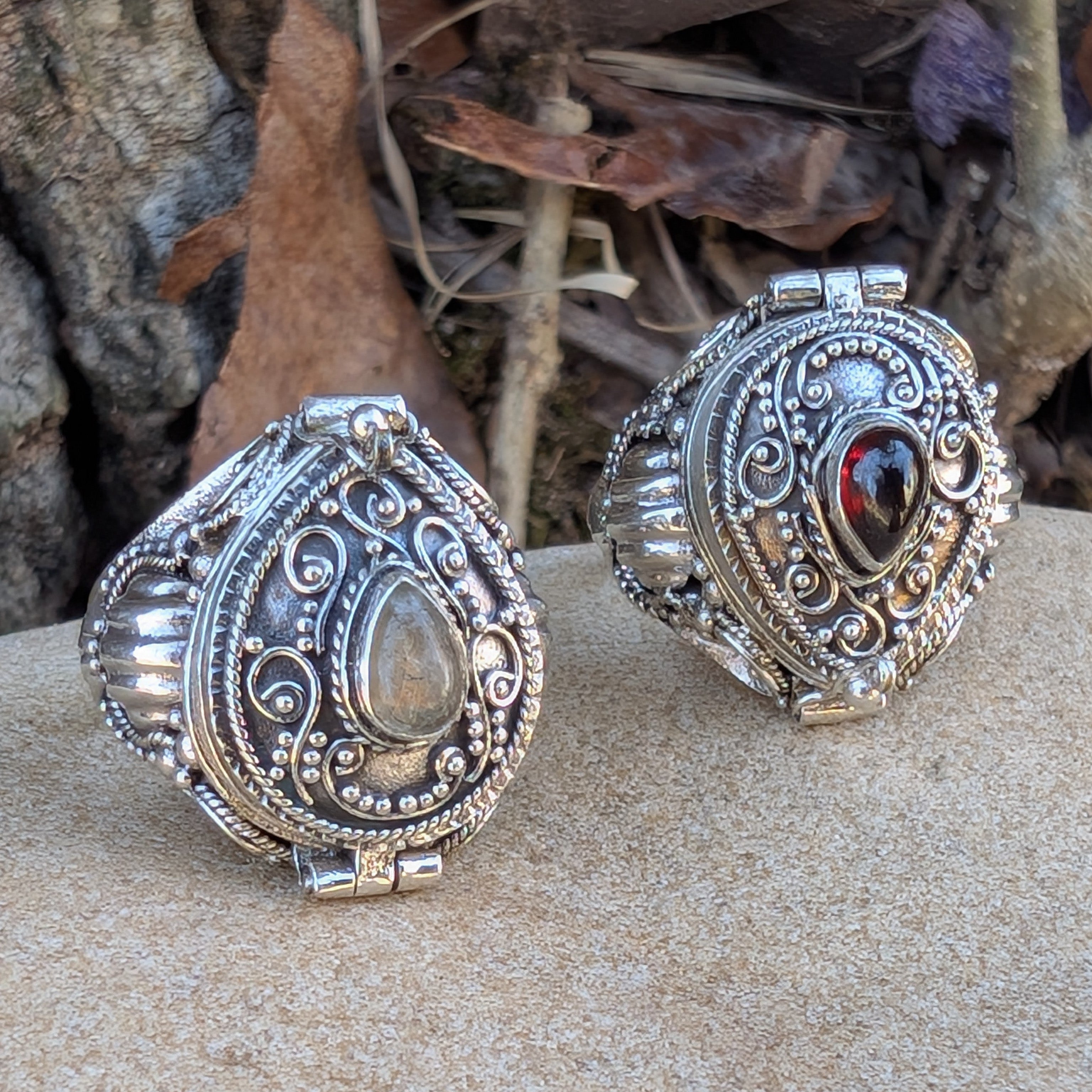 Large Poison Ring in Sterling Silver with Teardrop Gemstone – Silver ...