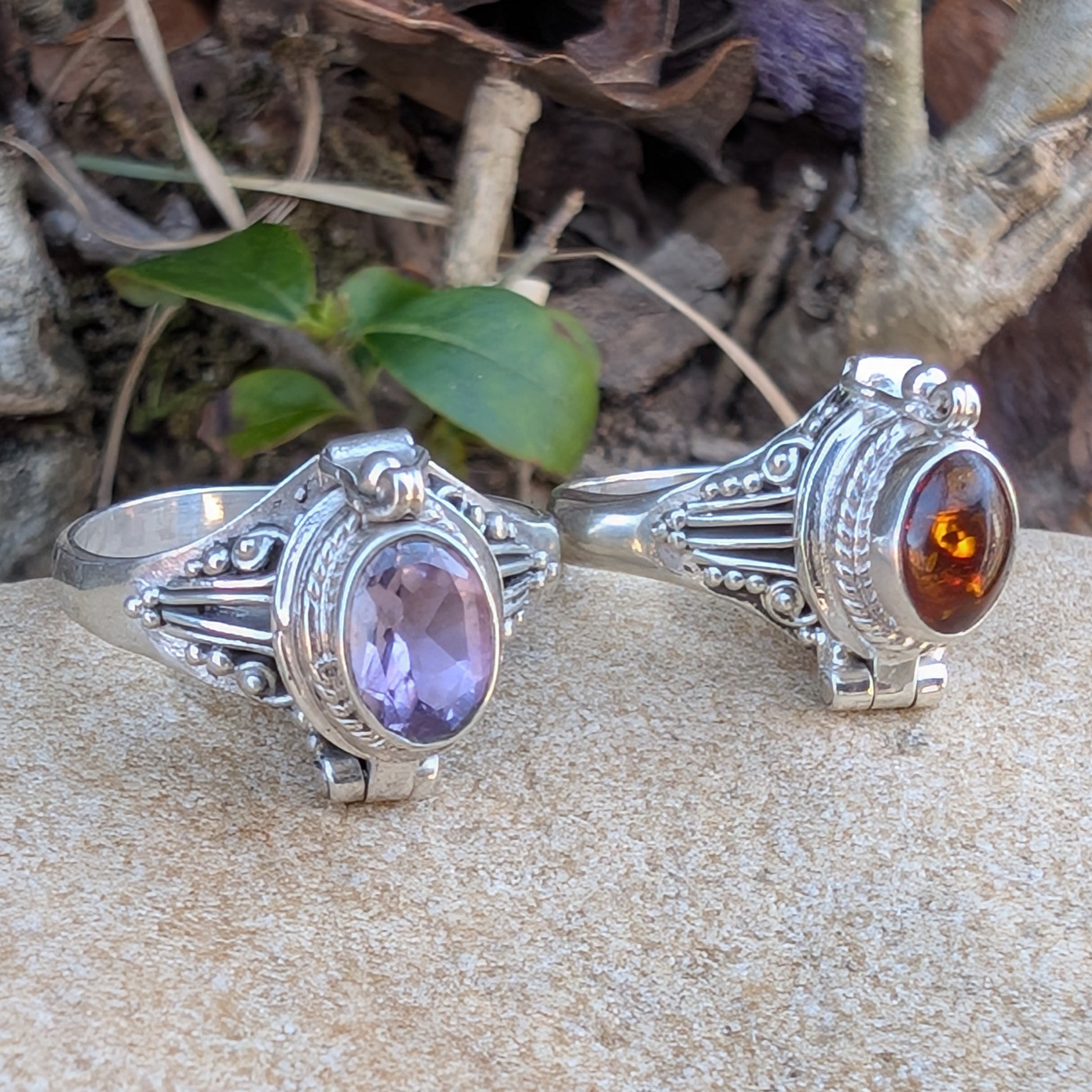 Roman Vessel Poison Ring - Sterling Silver and Gemstone – Silver Insanity