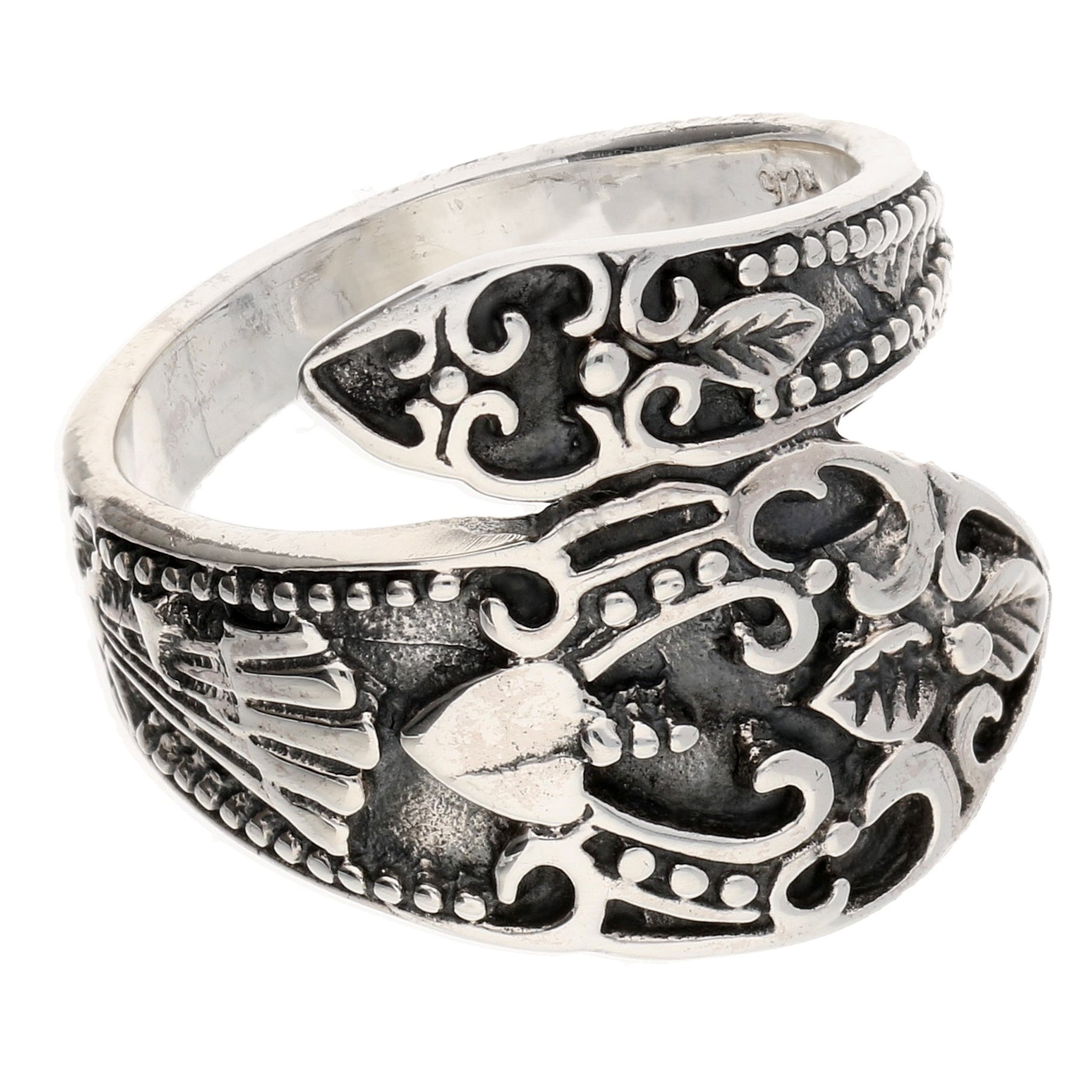 Sterling Silver Antiqued Style Ornate Spoon Ring – Silver Insanity