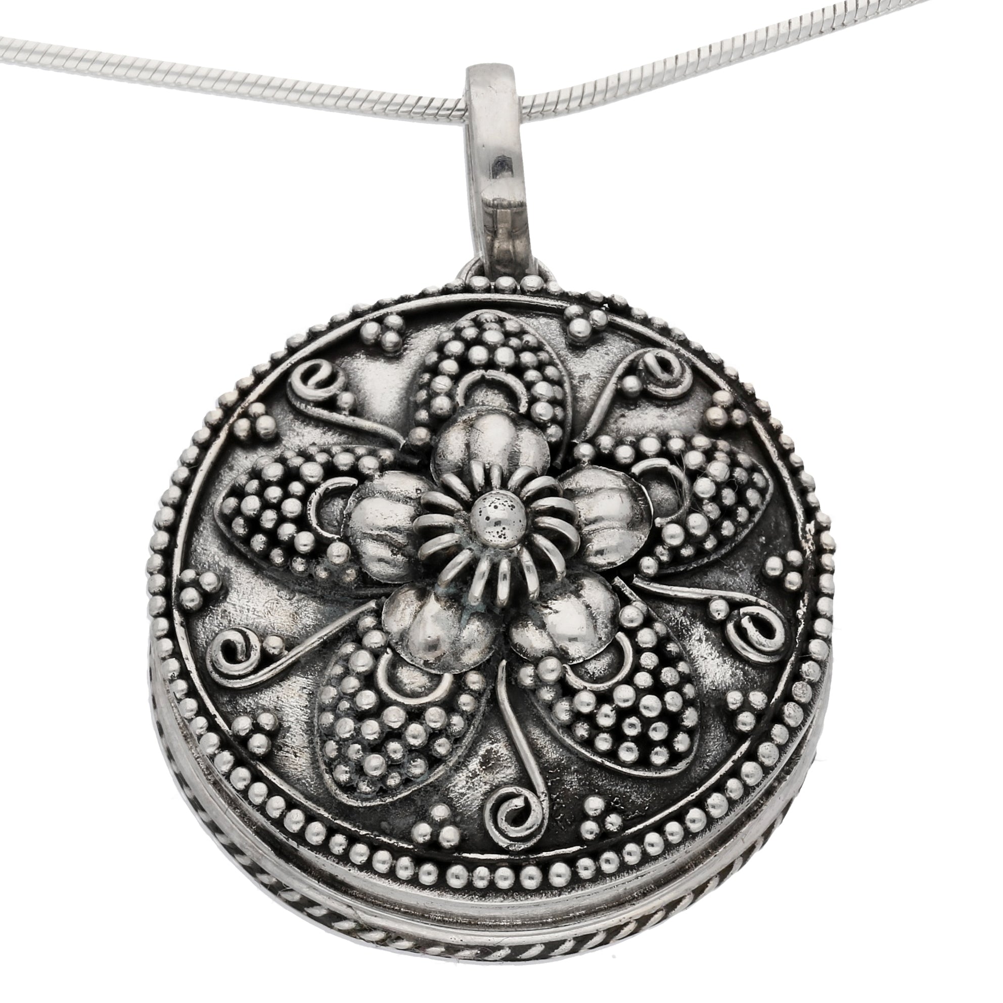 Floral Bali Sterling Silver Poison Locket Scent Pendant – Silver Insanity
