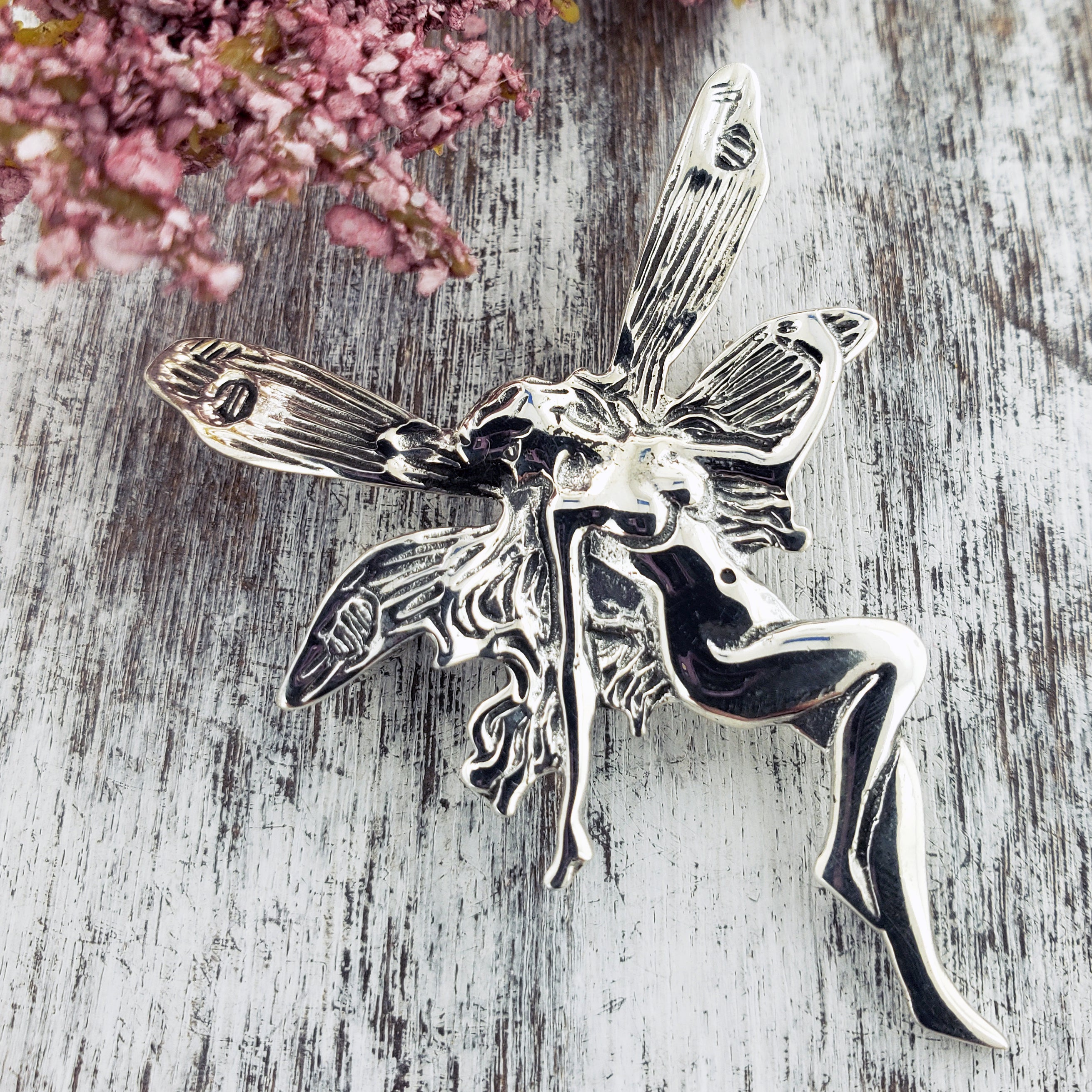 Sterling Silver Large Detailed Fairy Faery Pin Brooch – Silver Insanity