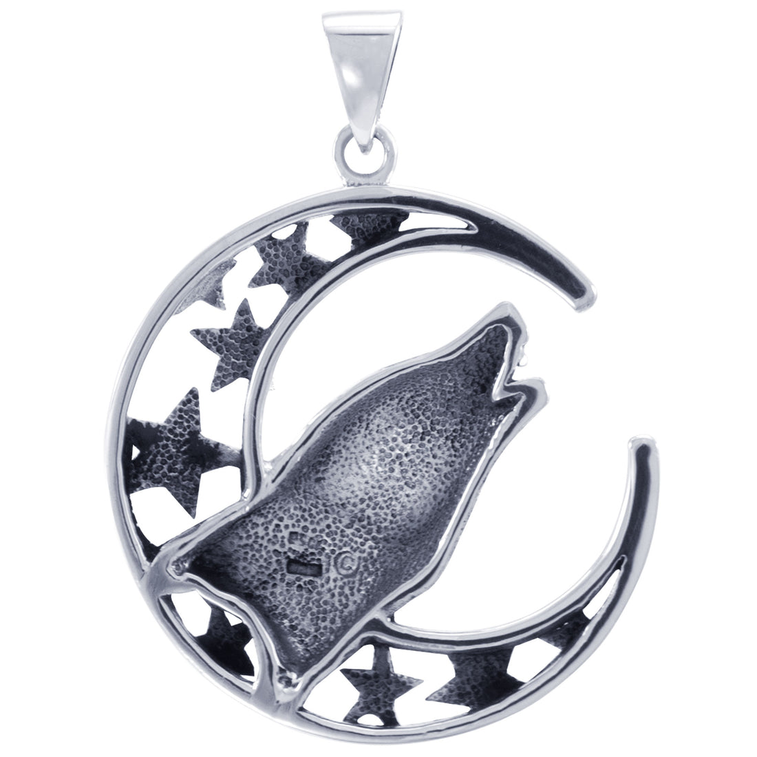 Howling Wolf at Moon Sterling Silver Pendant Necklace – Silver Insanity