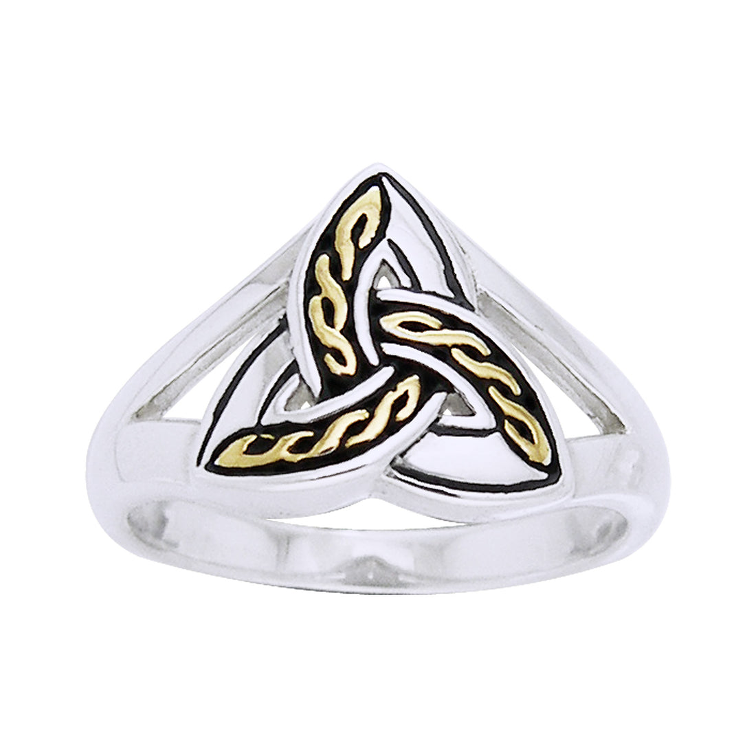 Sterling Silver and Gold Braided Celtic Trinity Ring – Silver Insanity