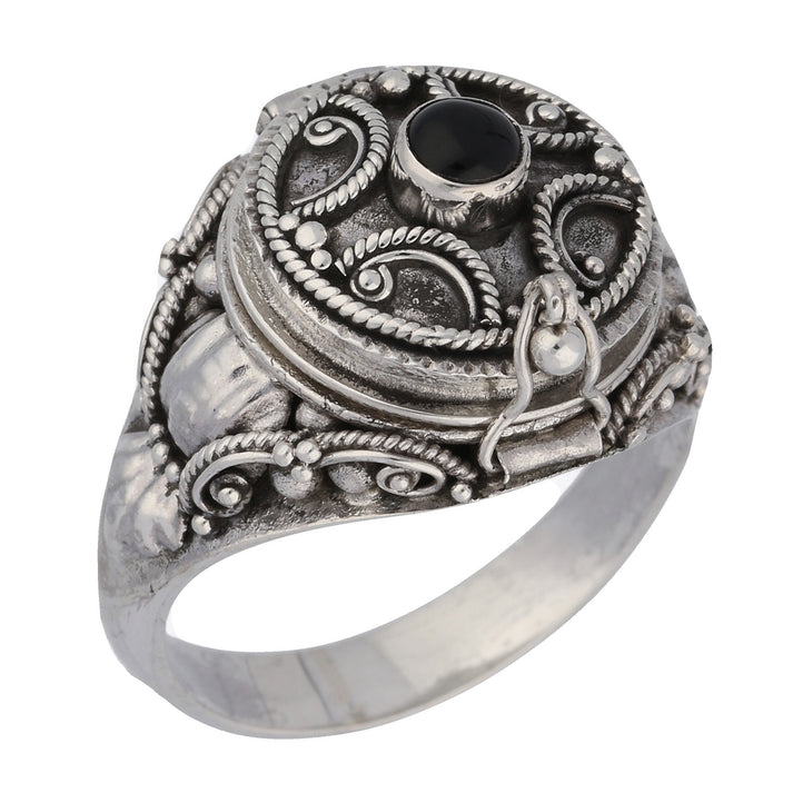 Medieval Ringed Cross Poison Locket Sterling Silver and Black Onyx Rin ...