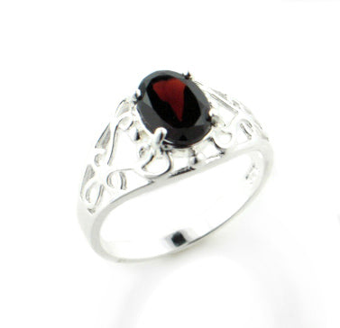 Open Lace Filigree and Red Genuine Garnet Sterling Silver Ring – Silver ...