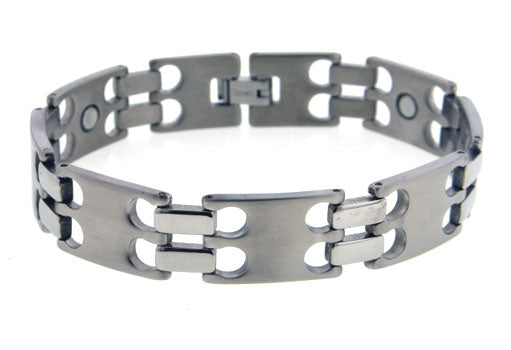 Mens Hydrogen Magnetic Titanium Staple Link Bracelet – Silver Insanity