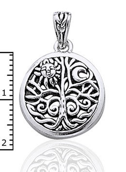 Celtic Tree of Life Art Symbol with Sun and Moon Sterling Silver Penda ...
