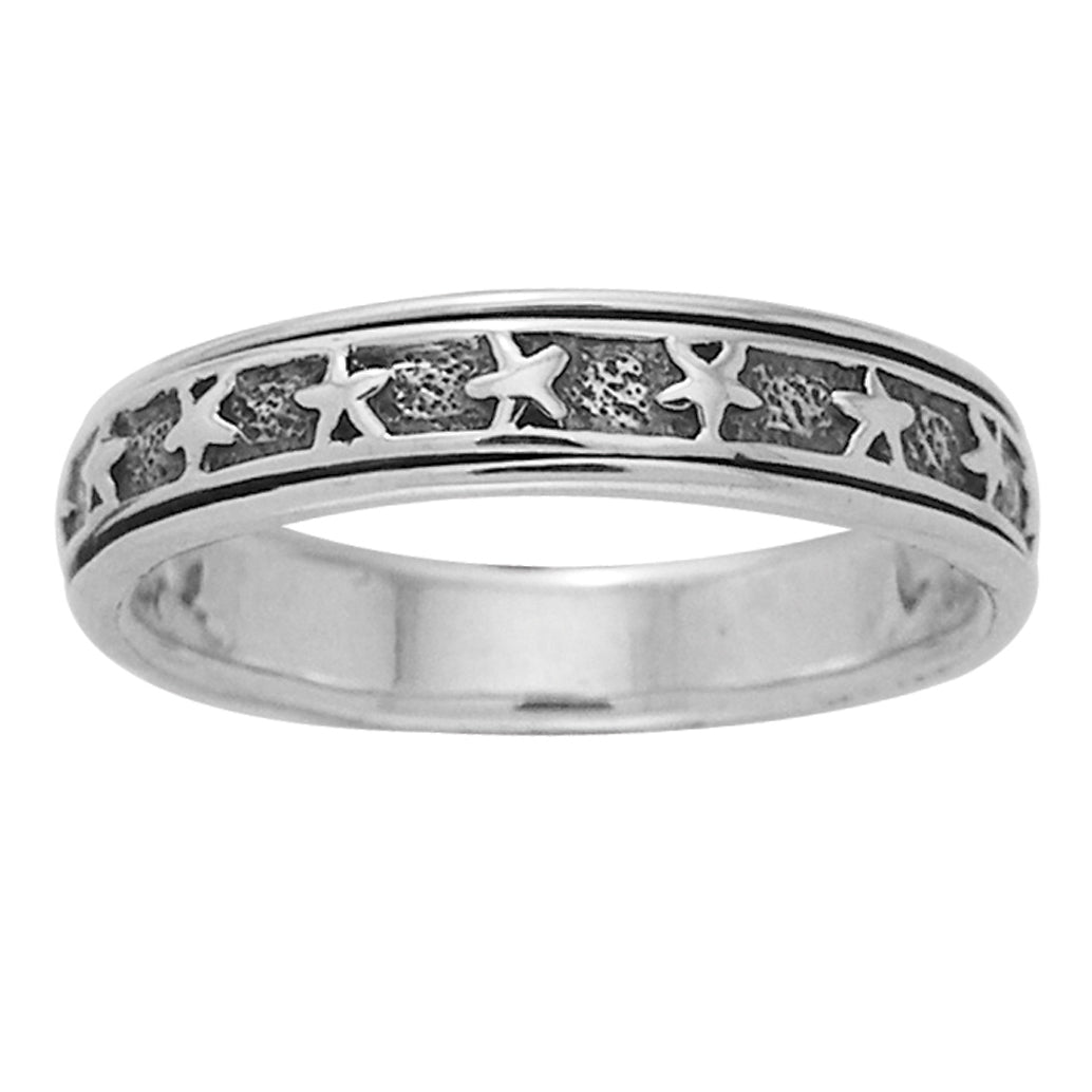 Sterling Silver Star Spin Motion Band Ring – Silver Insanity