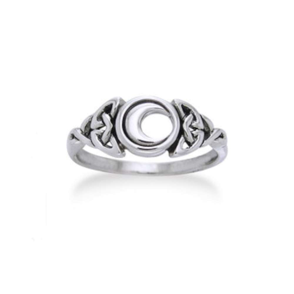 Sterling Silver Celtic Trinity Knot and Crescent Moon Ring – Silver ...