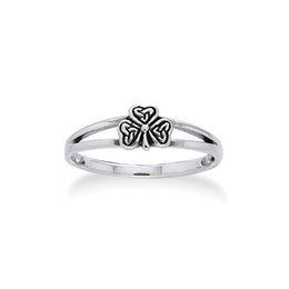 Irish Shamrock Celtic Knot Clover Sterling Silver 5mm Pinky Ring ...